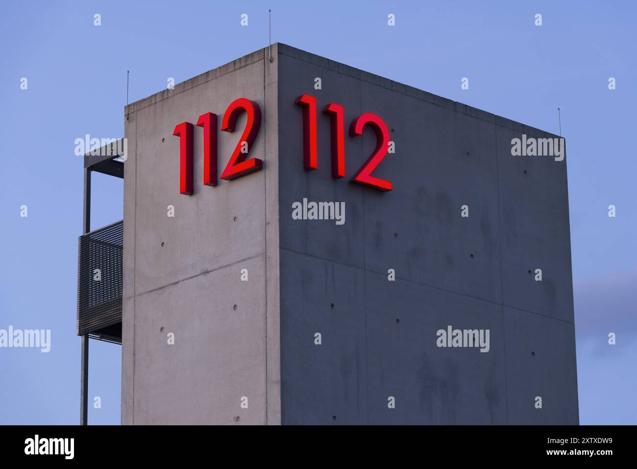 Symbolic image, emergency number 112 on a building, facade, emergency ...