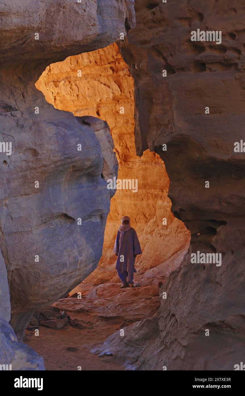 Desert landscape, Tin Akascheker, Algeria, rock formations, Bedouin ...