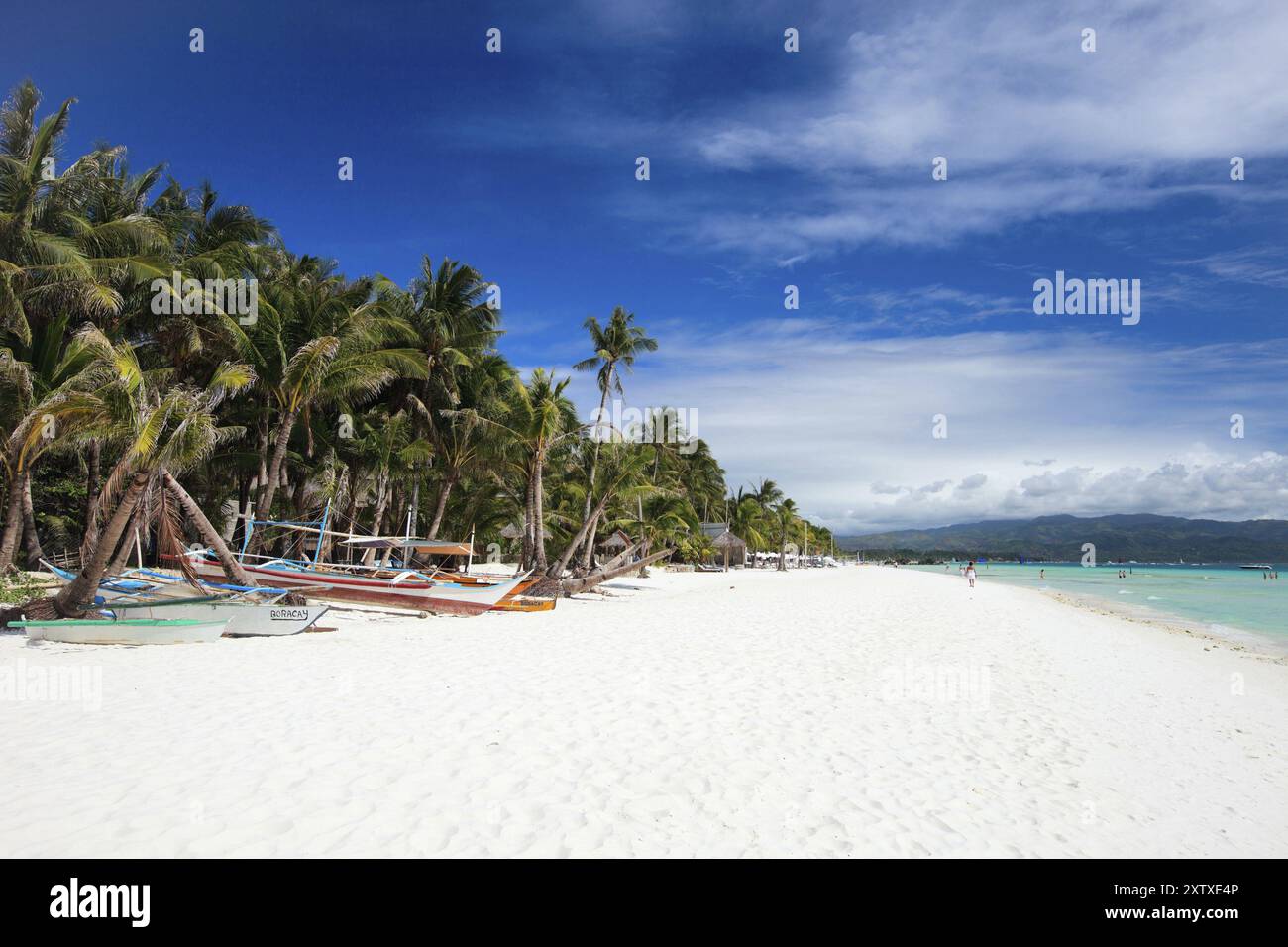 Beach with parasol and deckchair, Boracay, Philippines, Boracay ...
