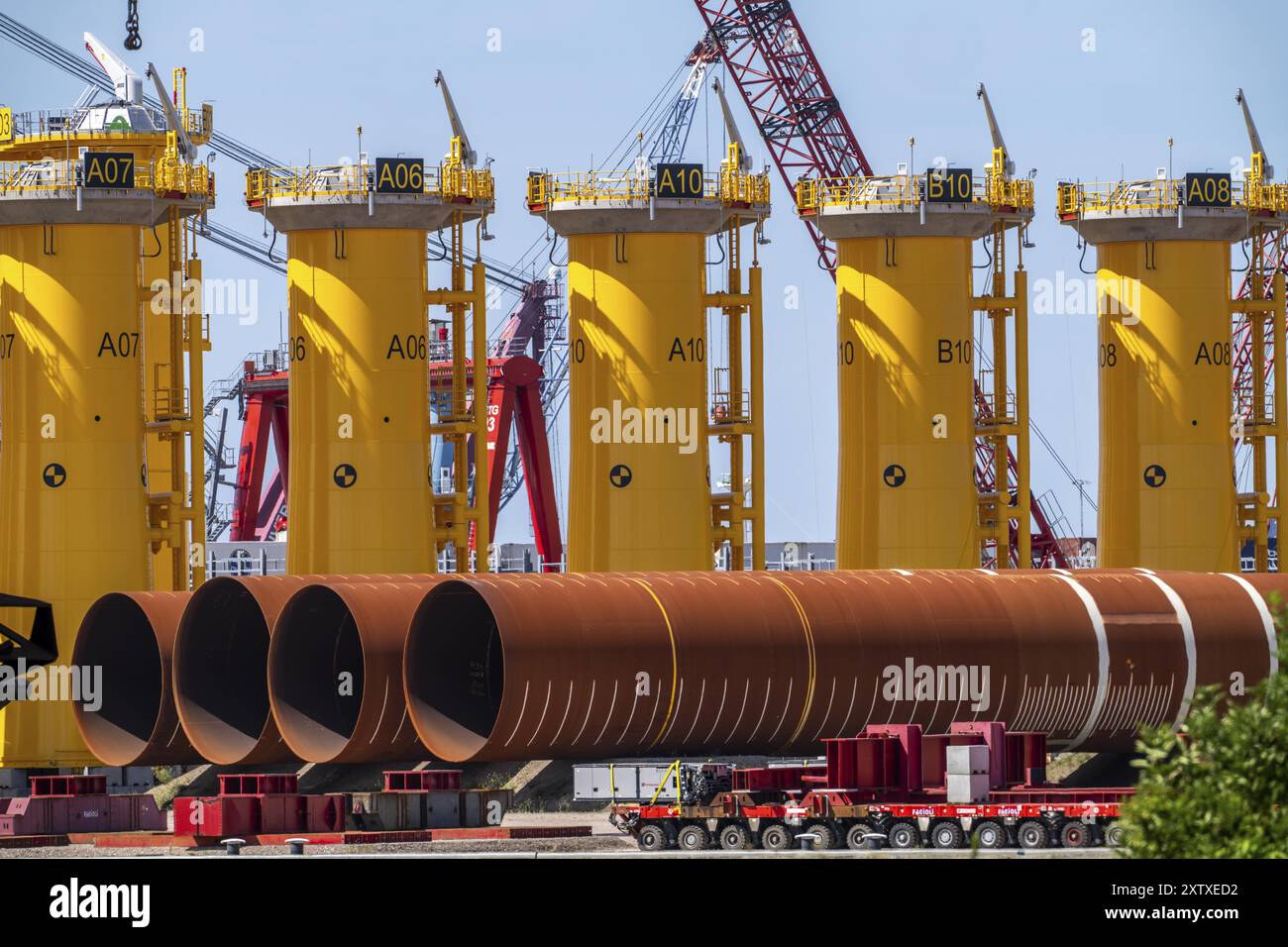 Transhipment centre for offshore wind turbines, which are transported ...