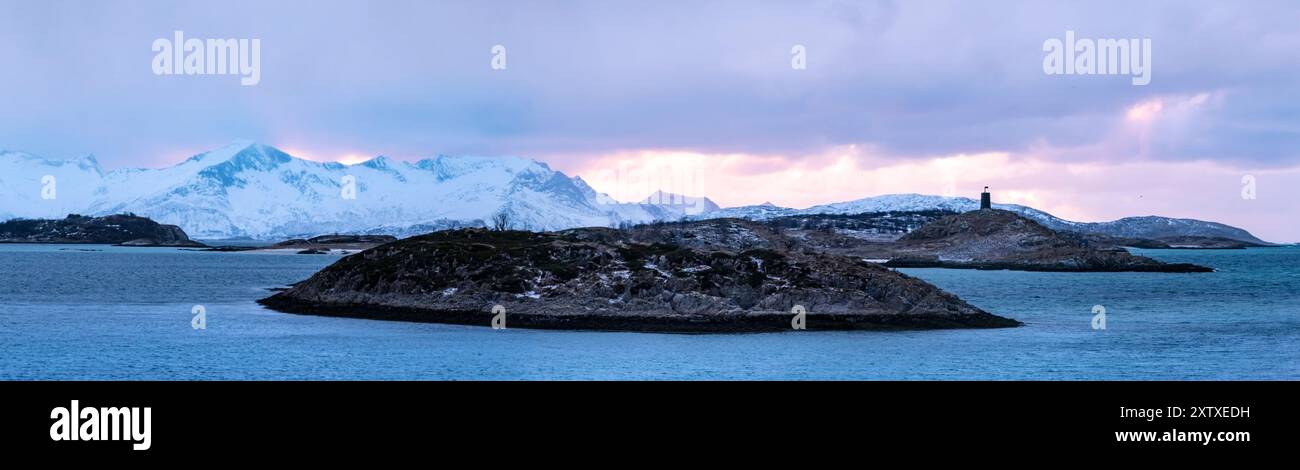 Panorama of Sommaroy islands and arctic sea near Tromso Norway. Sunset ...