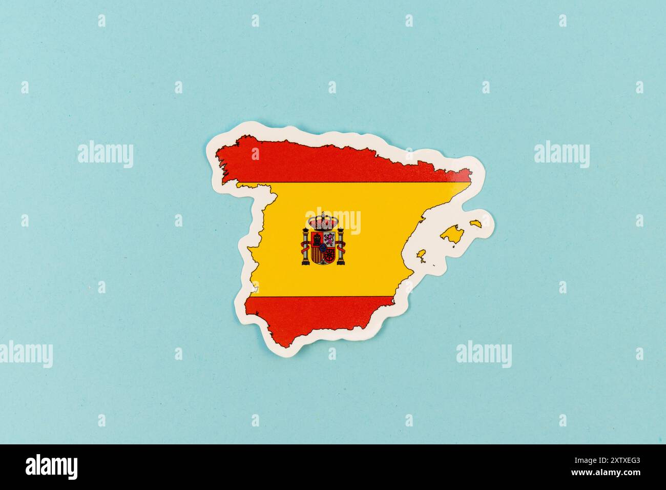 Spain Map with Flag Colors on Light Blue Background Stock Photo - Alamy
