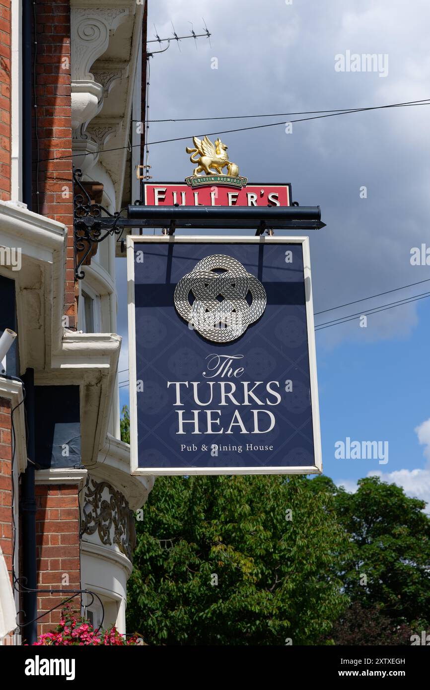 Sign for the Turk's Head pub in St Margarets, the last pub before ...