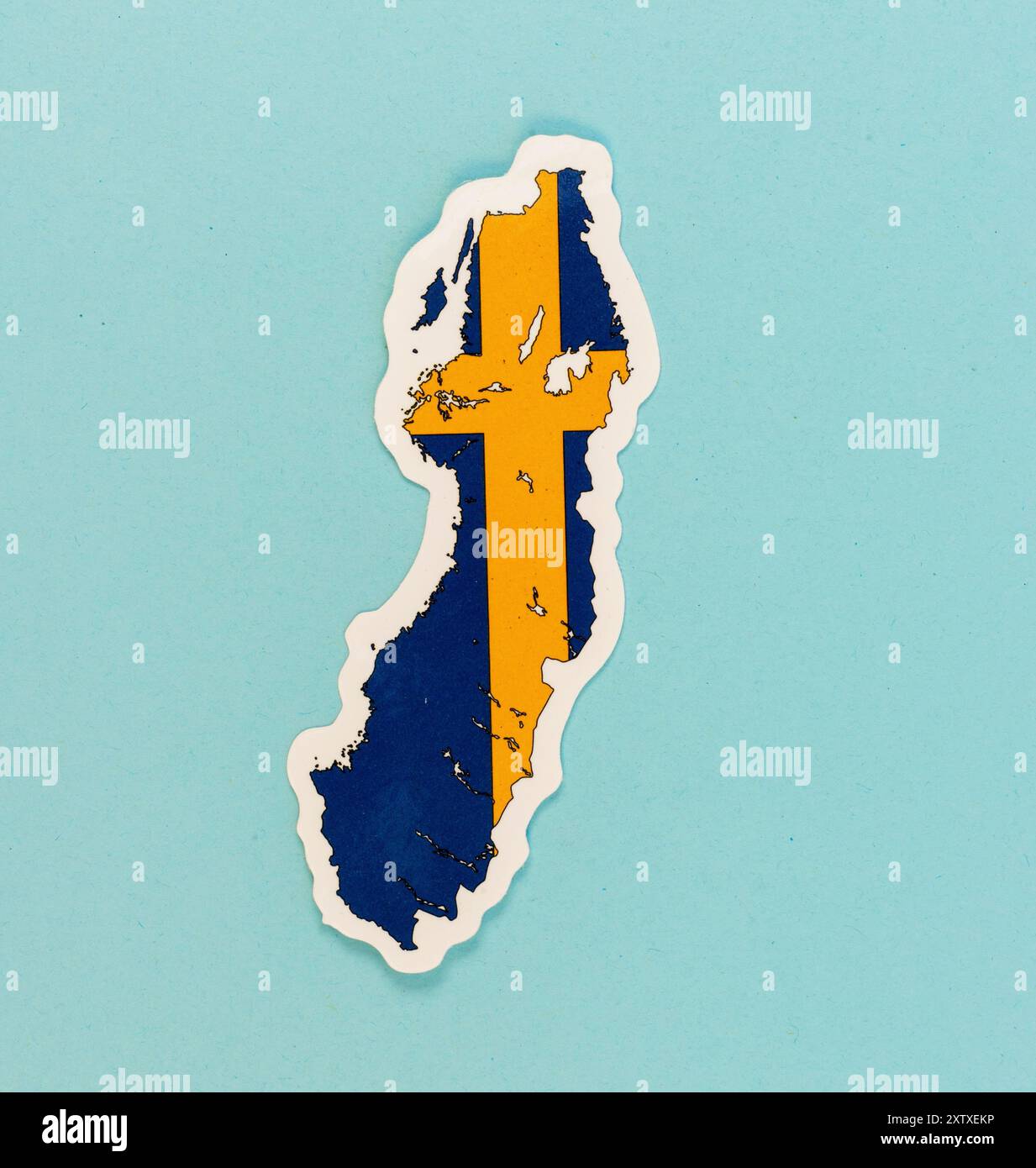 Sweden Map with Flag Colors on Light Blue Background Stock Photo - Alamy