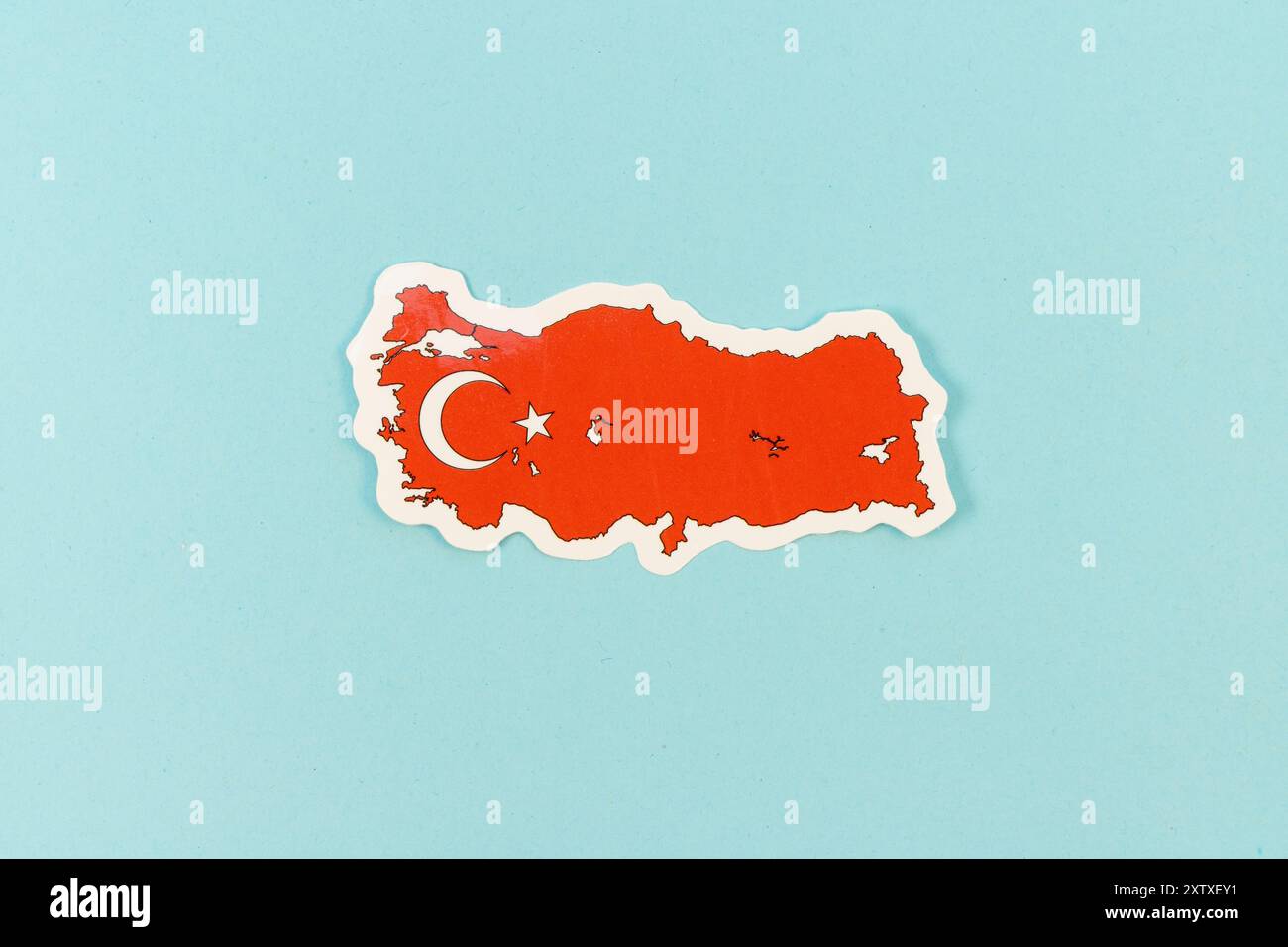 Turkey Map with Flag Colors on Light Blue Background Stock Photo - Alamy
