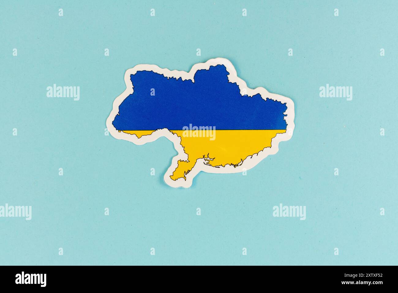 Ukraine Map with Flag Colors on Light Blue Background Stock Photo - Alamy
