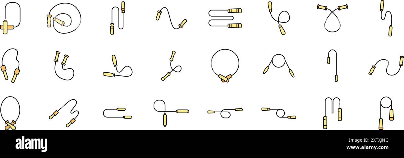 This vector illustration features a collection of jump ropes ...