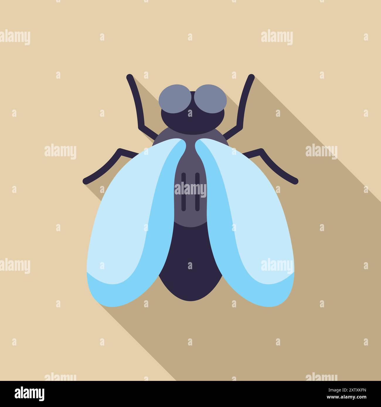 Cartoon house fly spreading germs with blue wings open wide Stock ...