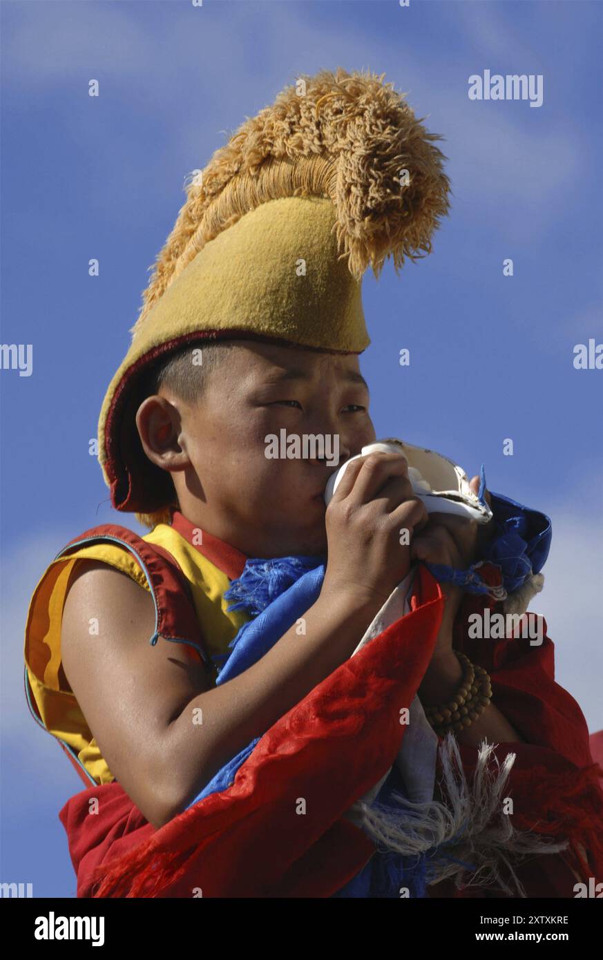 Mongolia, Gobi Desert, Festival in Naadam, shell blowers, Asia Stock ...