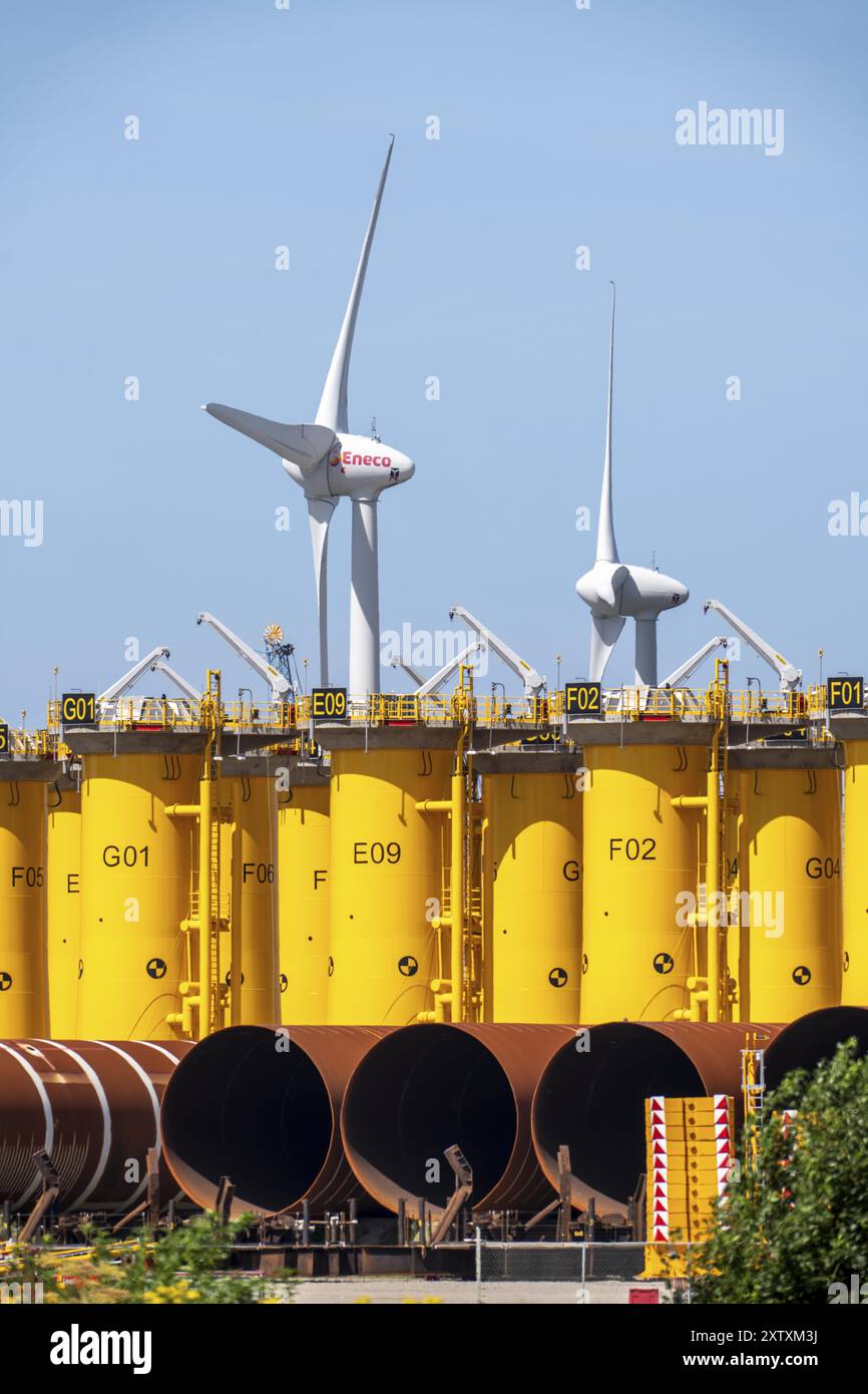 Transhipment centre for offshore wind turbines, which are transported ...