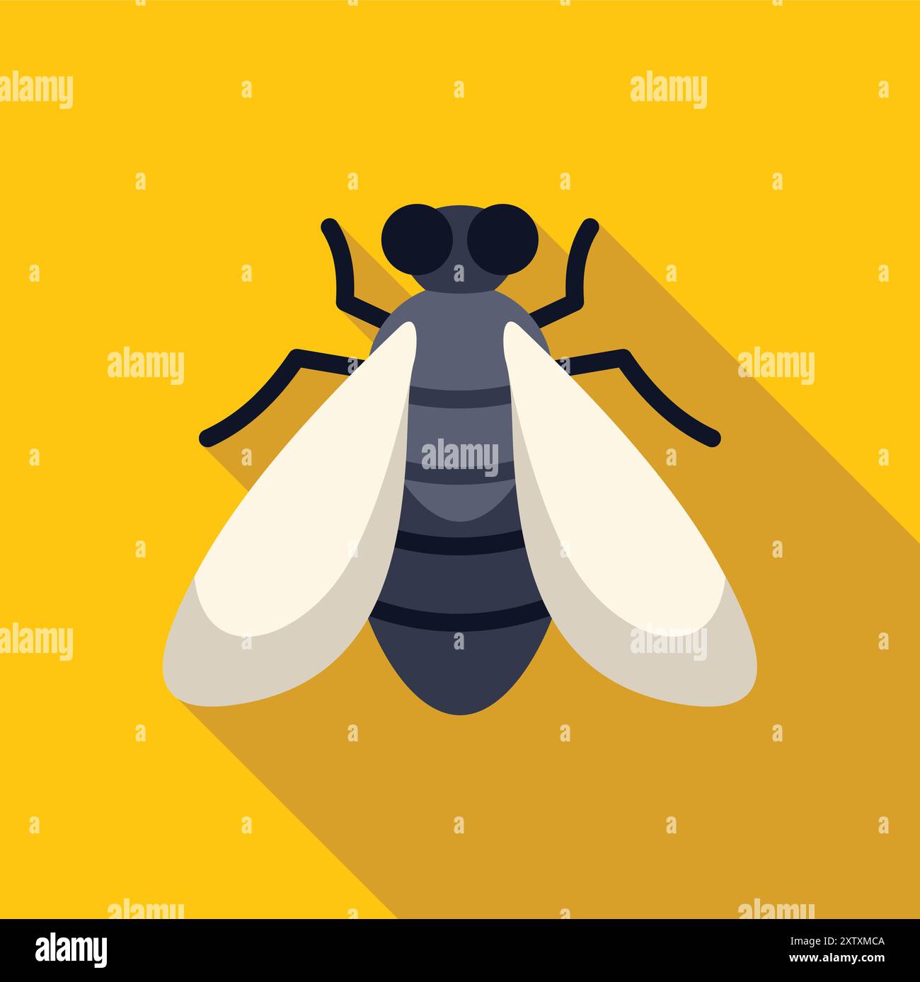 House fly insect spreading germs and diseases icon in flat style on a ...