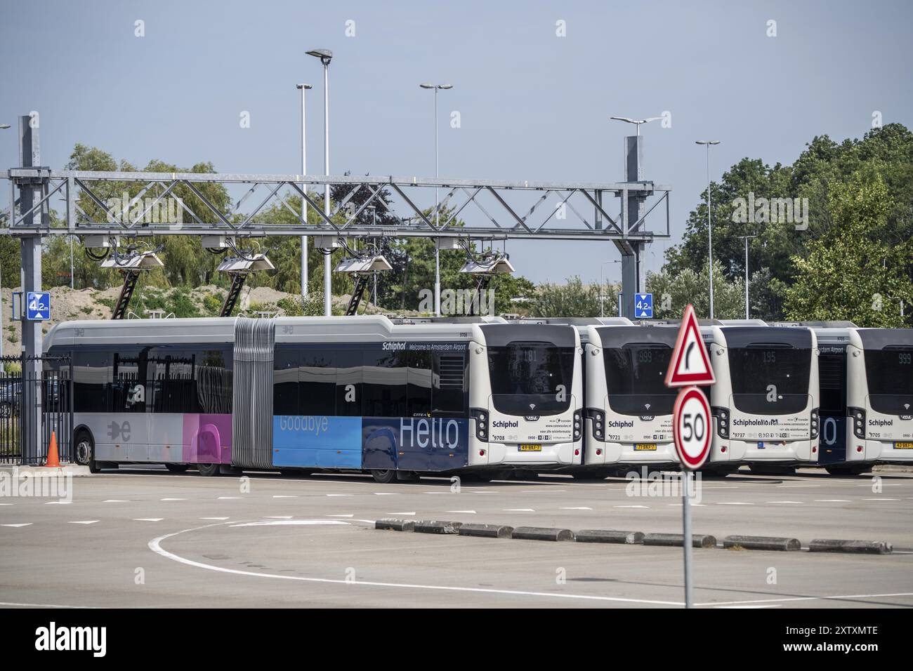 Fast charging station for electric buses at Amsterdam Schiphol Airport ...