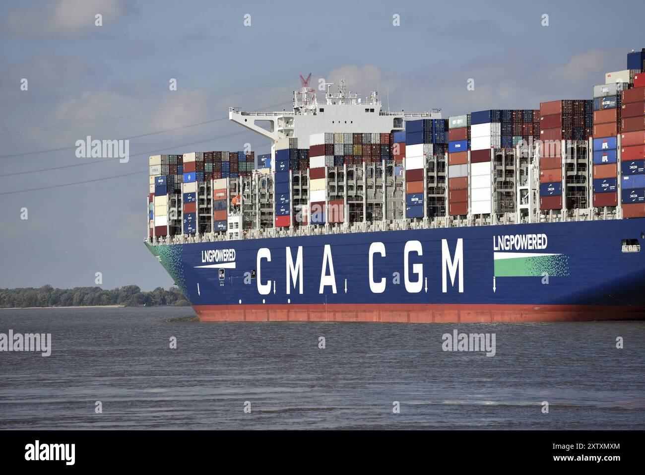Cma cgm concorde departing hamburg for the north sea hi-res stock ...