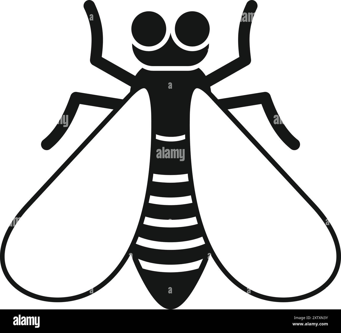 Simple vector icon of an insect with striped body and big eyes ...