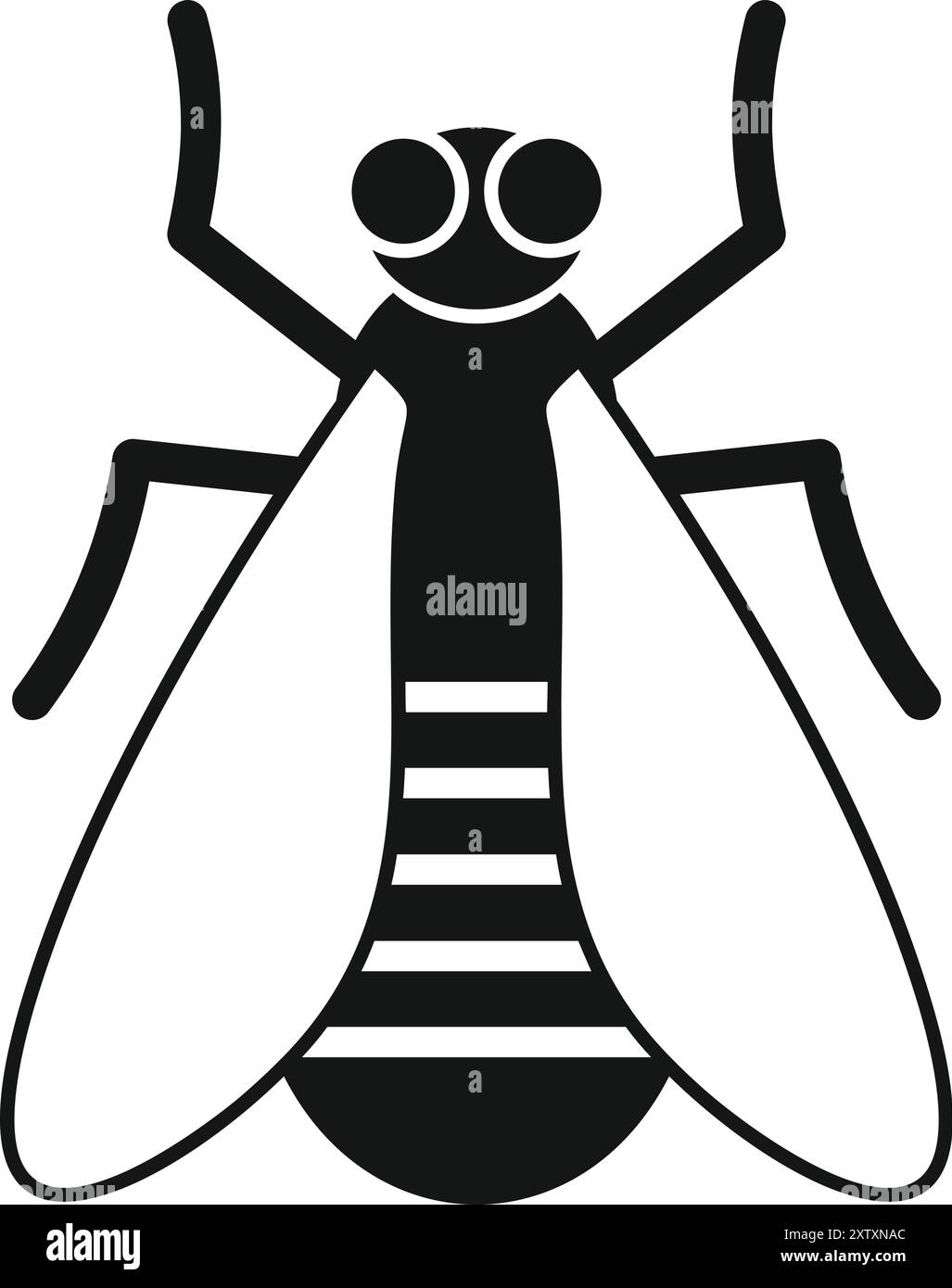 Simple black and white icon of a fly spreading its wings Stock Vector ...