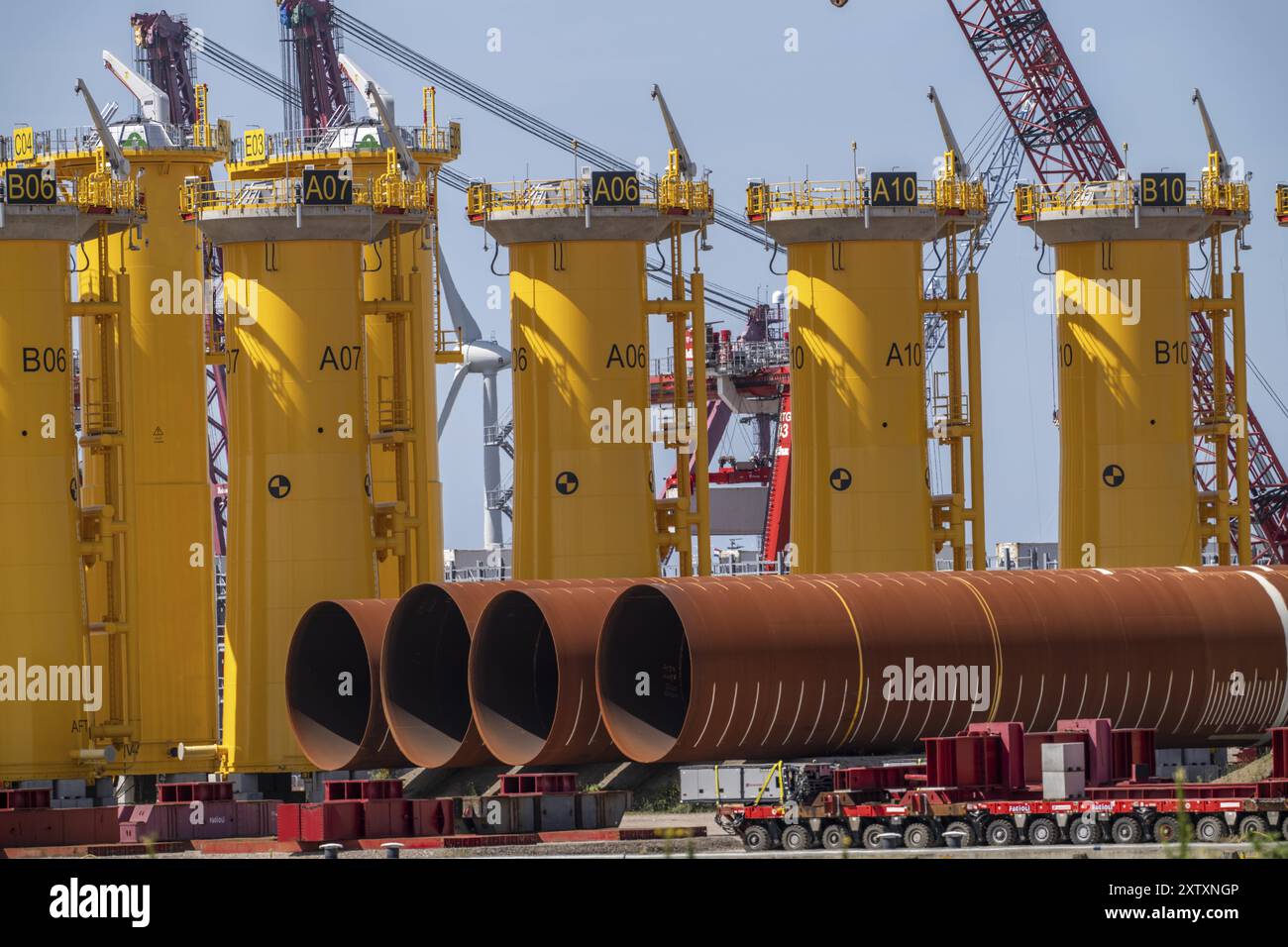 Transhipment centre for offshore wind turbines, which are transported ...