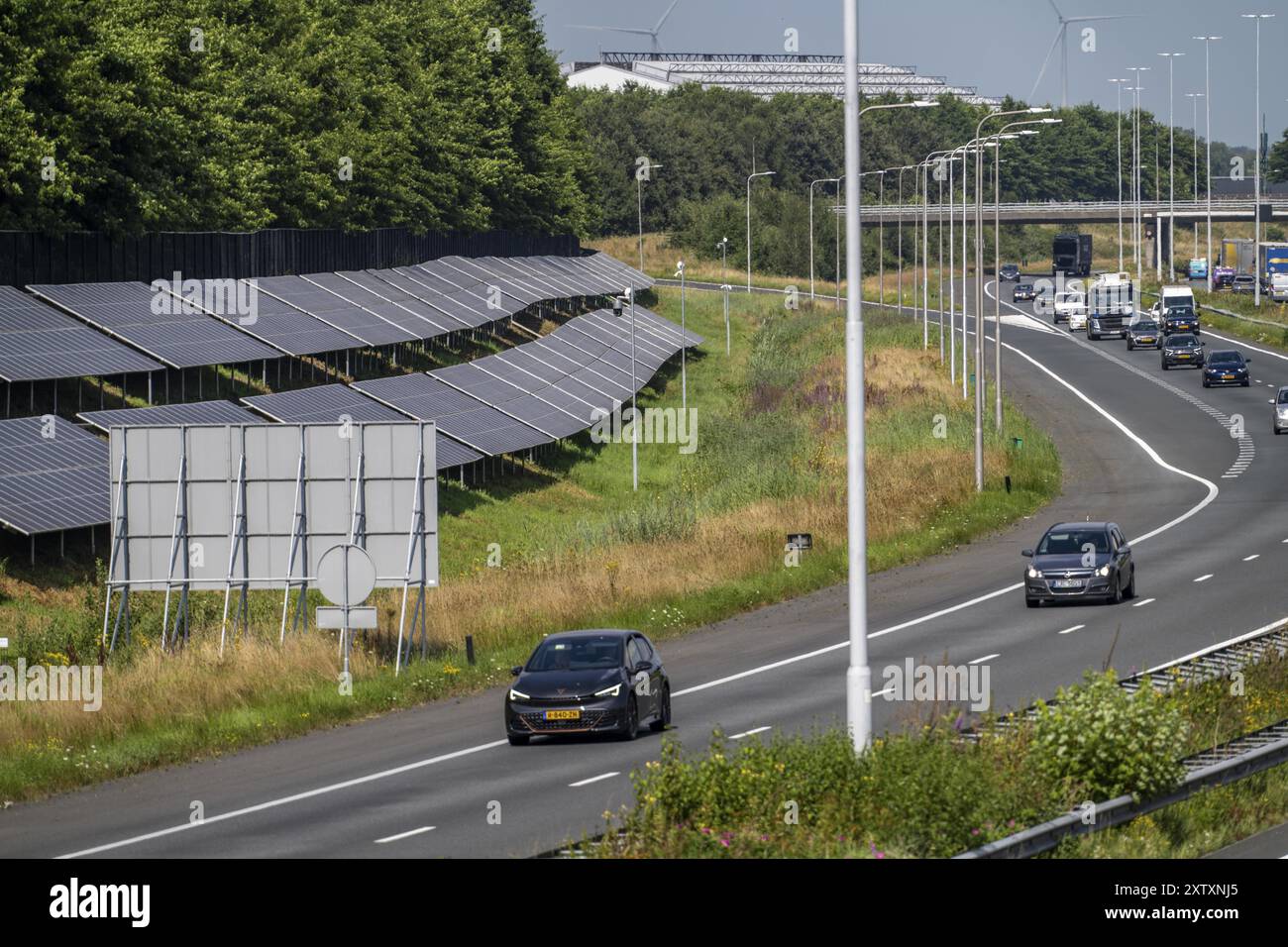 A58 motorway, photovoltaic systems were installed on the slopes to the ...