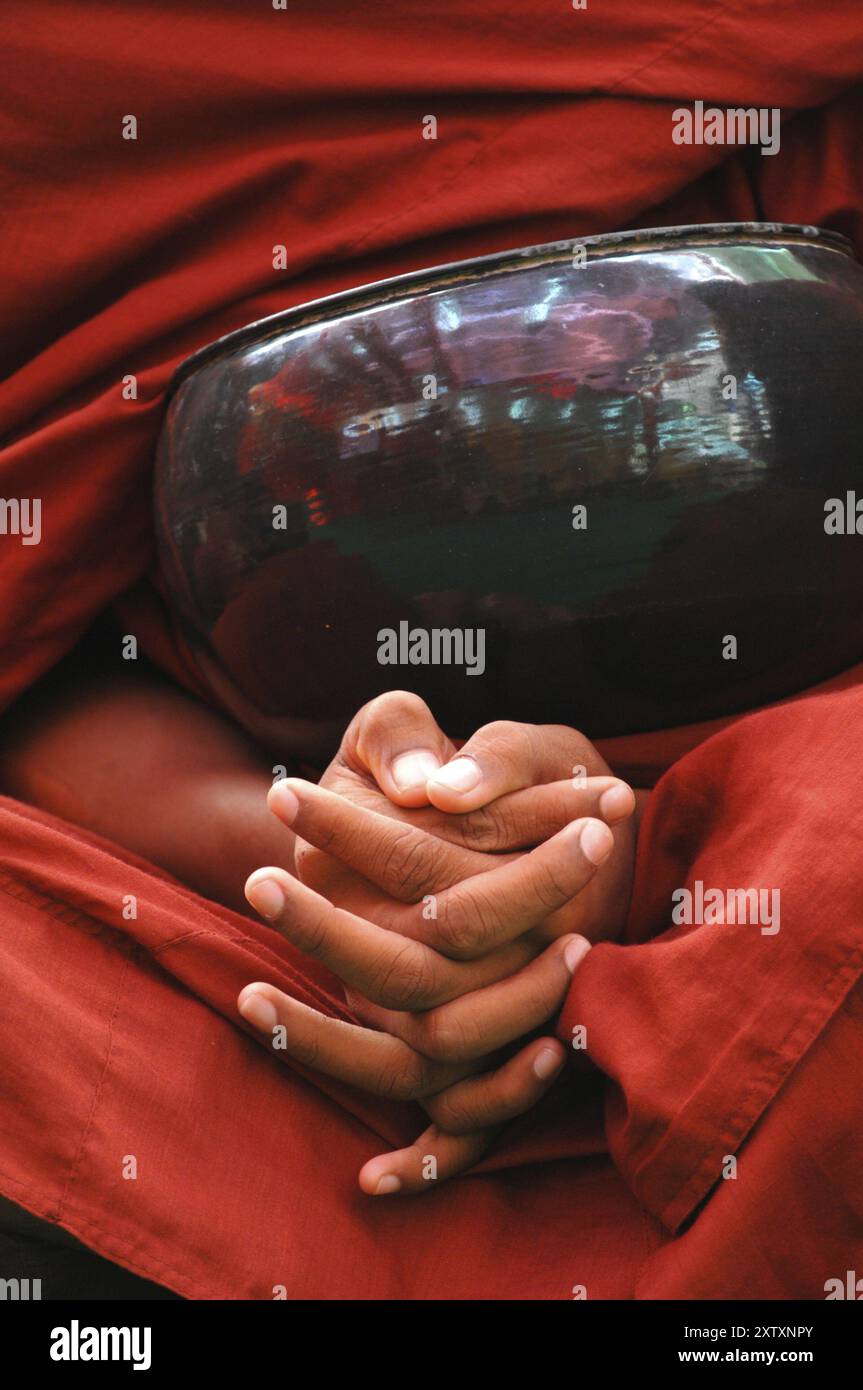 Myanmar, Asia, hands with begging pot, Buddhism, monk, Asia Stock Photo ...