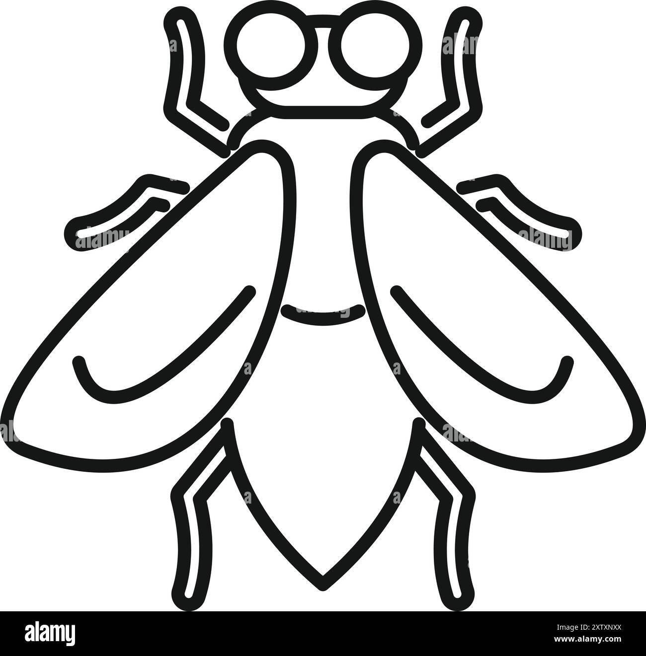 Simple black and white house fly icon with thin lines, good for ...