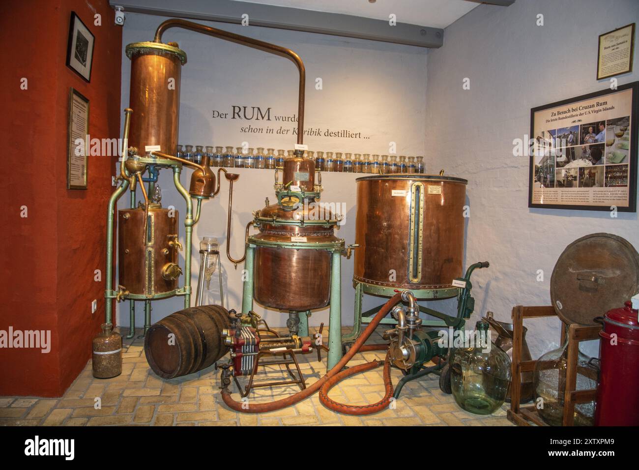 Distillation apparatus for the production of rum in the rum museum in Flensburg, Schleswig ...