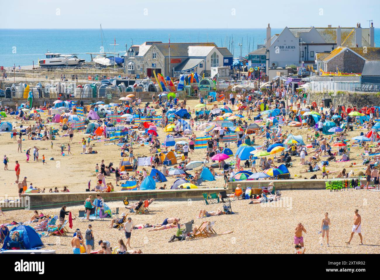 Lyme Regis, Dorset, UK. 16th Aug, 2024. UK Weather: Holidaymakers and ...