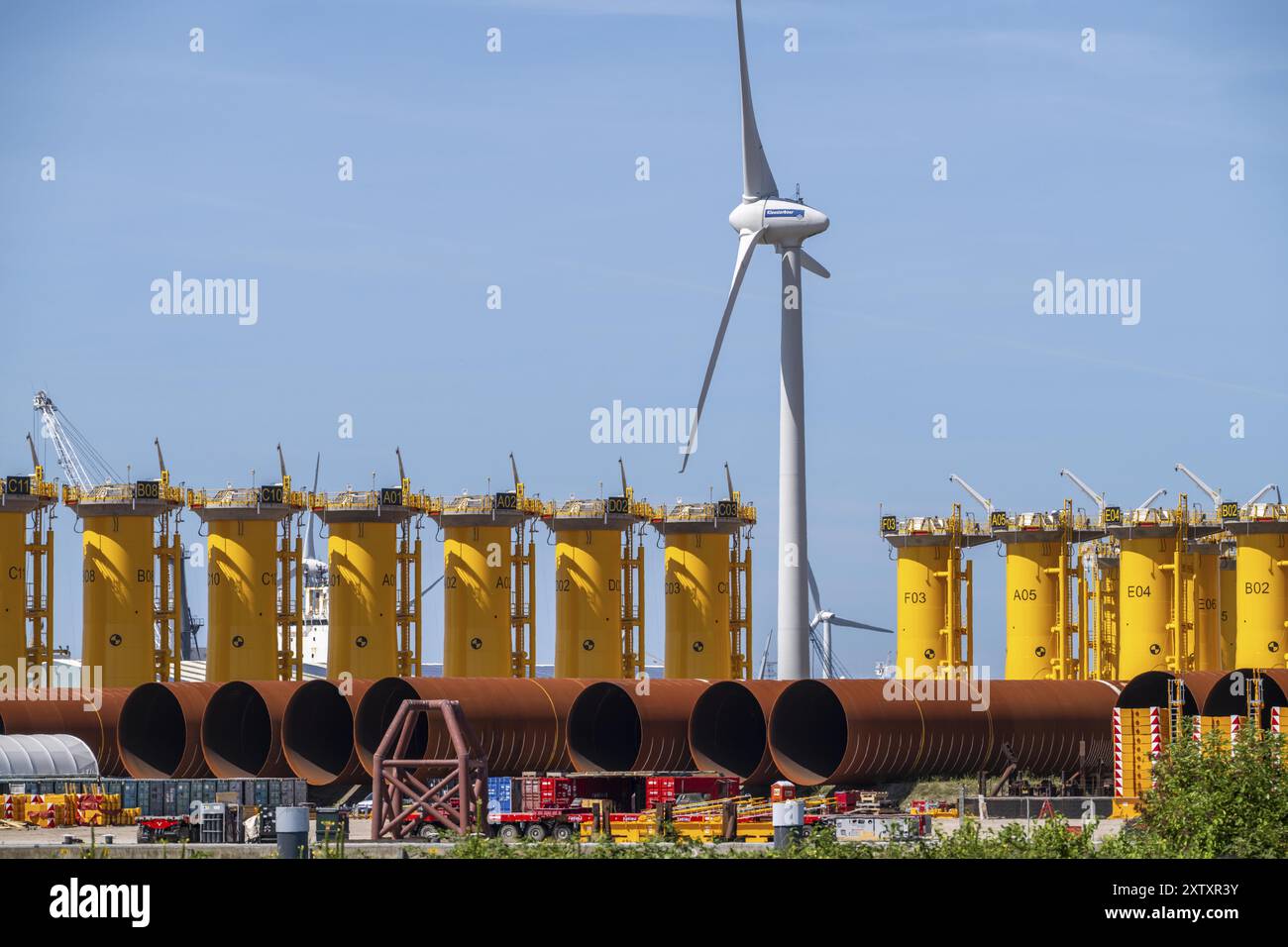 Transhipment centre for offshore wind turbines, which are transported ...