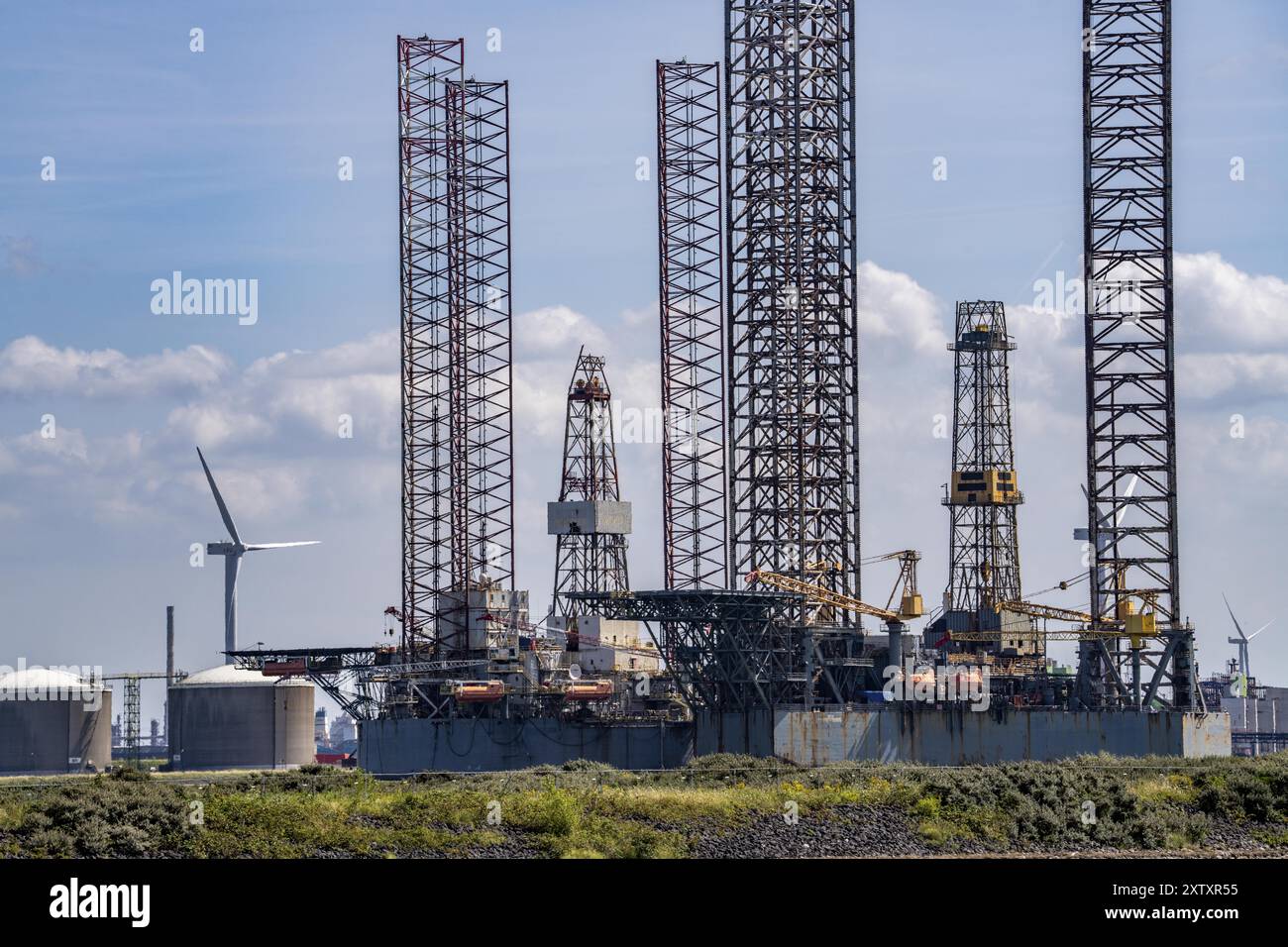 Oil and gas production platforms, drilling rigs being repaired ...