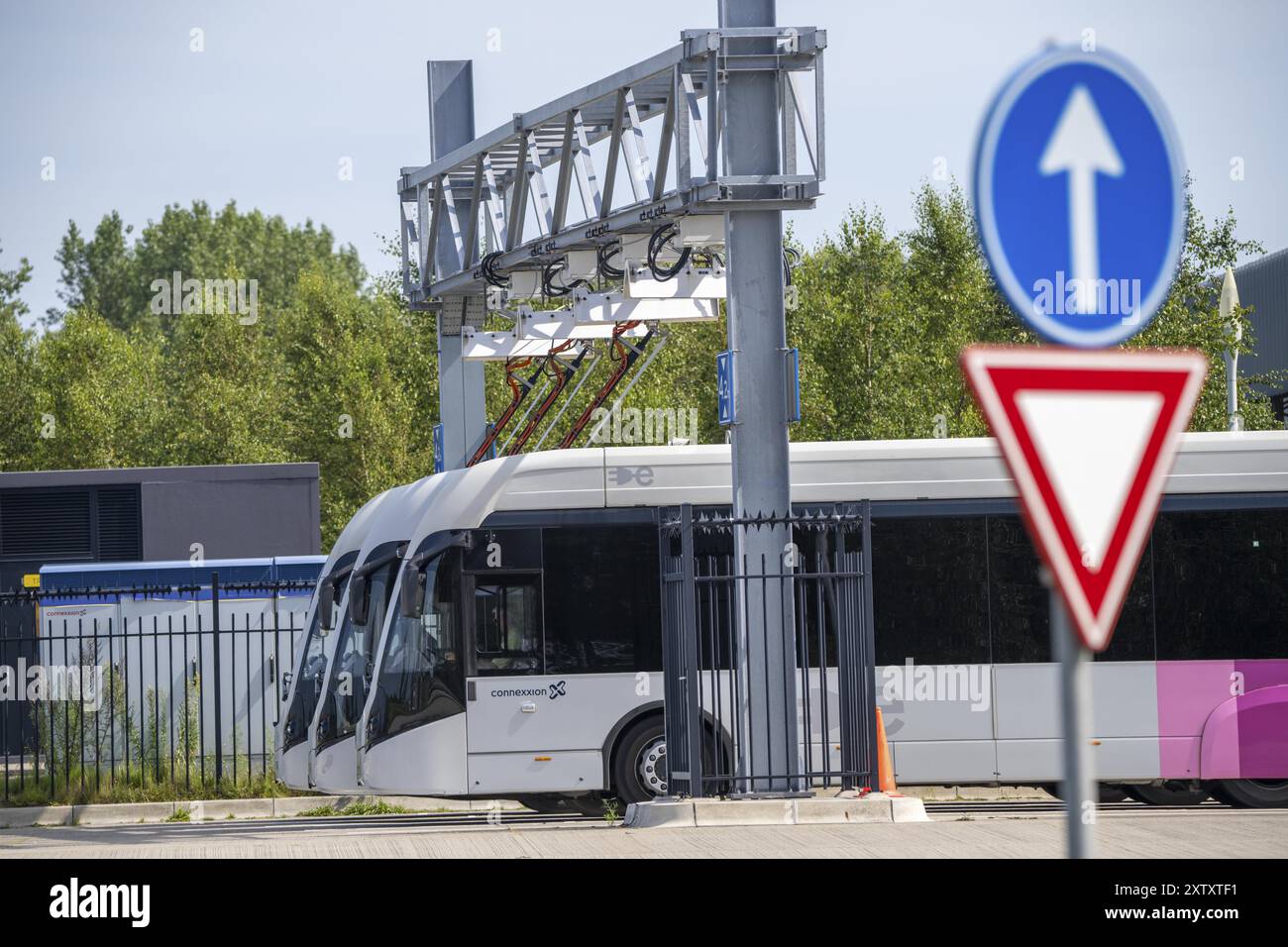 Fast charging station for electric buses at Amsterdam Schiphol Airport ...