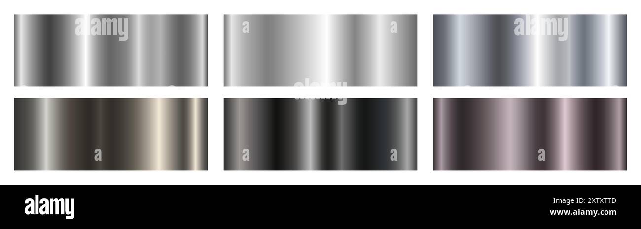 A set of dark silver metallic gradients on a white background Stock ...