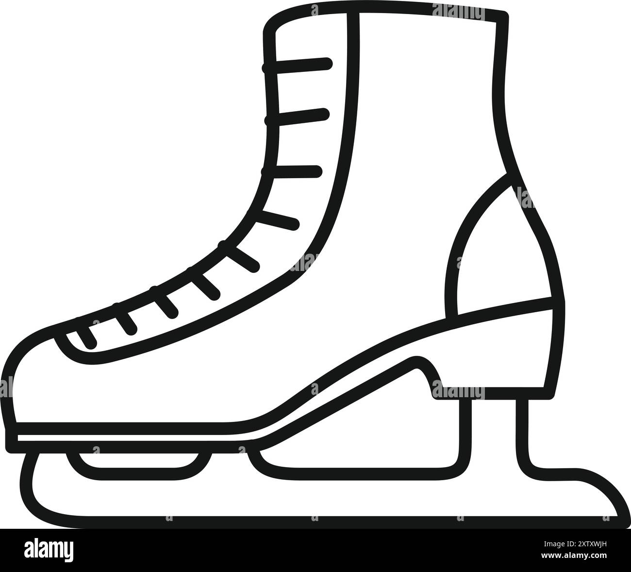 Line drawing of an ice skate standing on a thin layer of ice, bringing ...