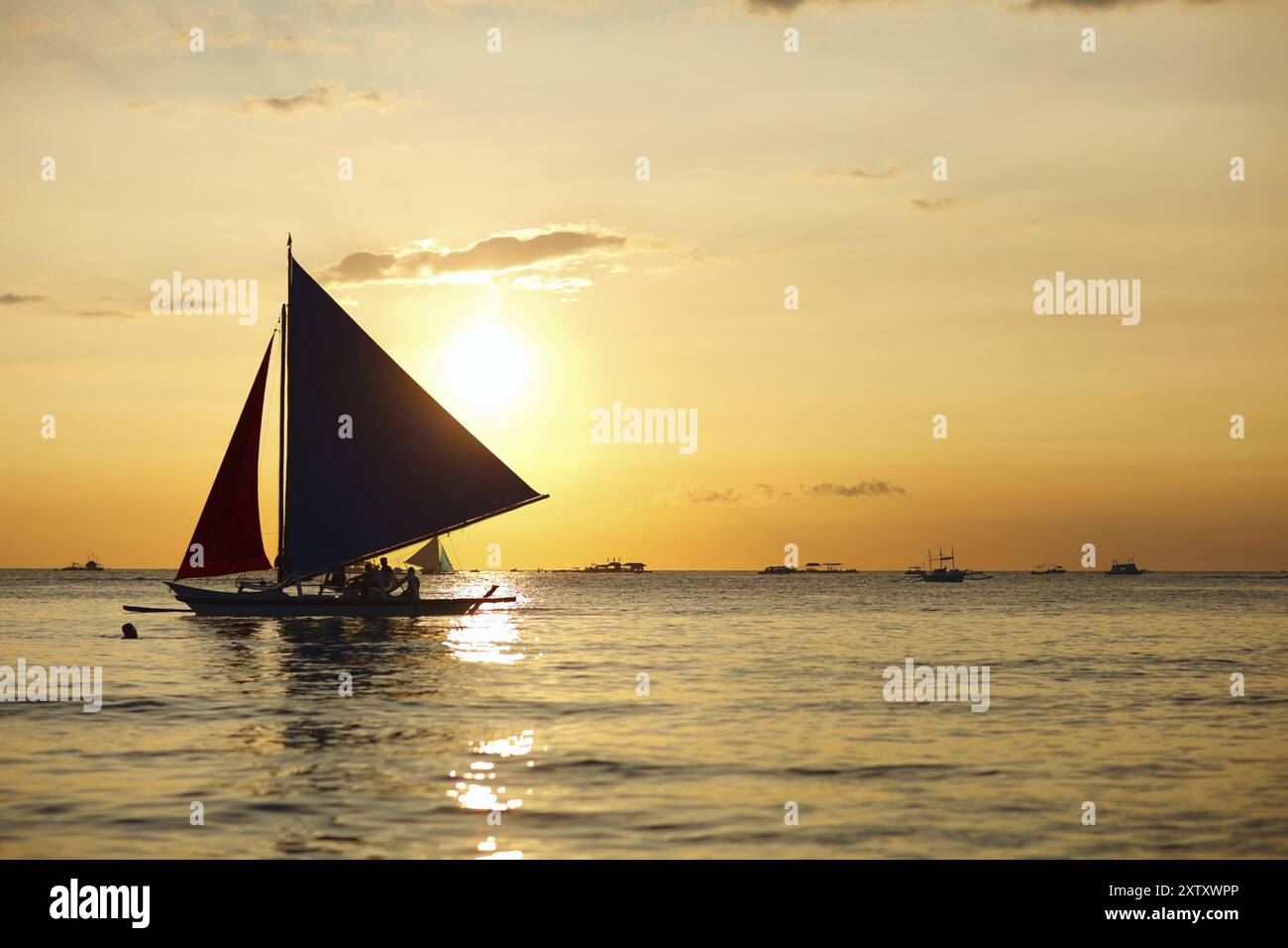 Boats in front of sunset, Boracay, Philippines, Boracay, Philippines ...