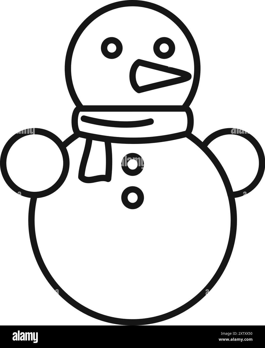Simple line drawing of a snowman wearing a scarf and enjoying the ...