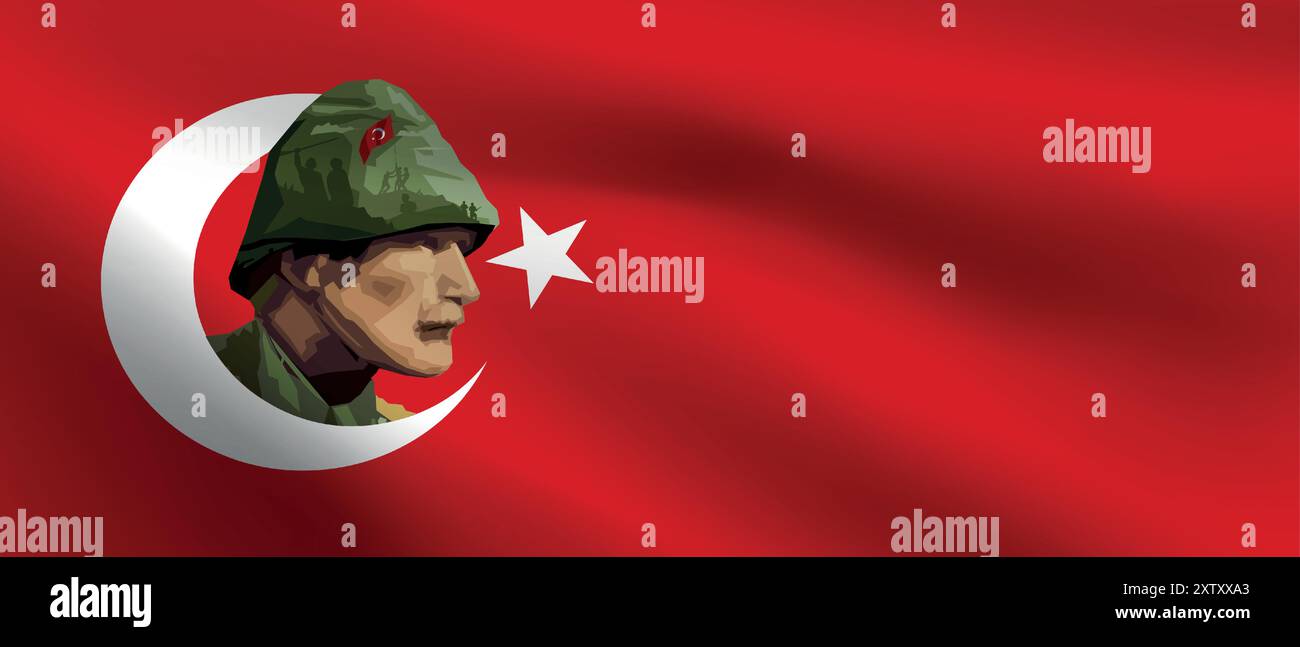 Turkish soldier on turkish flag Stock Vector Images - Alamy