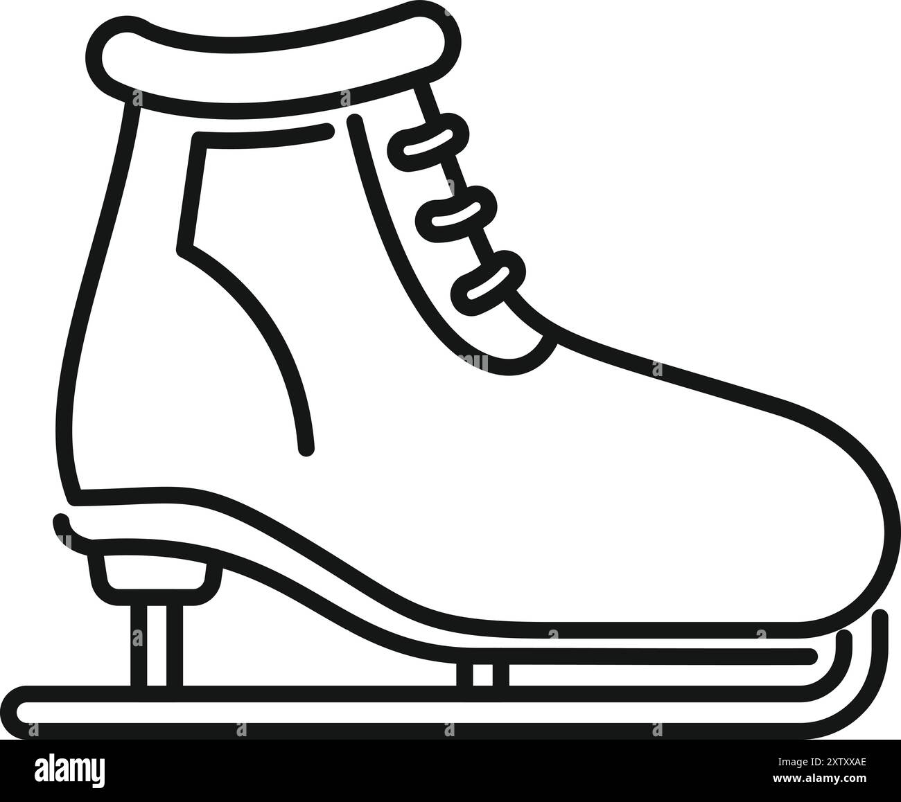 Black and white line drawing of an ice skate for figure skating or ...