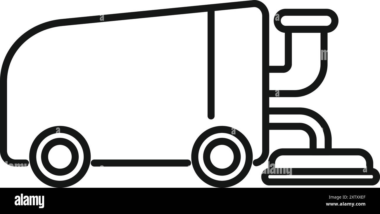 Simple illustration of a street cleaning machine cleaning the road from ...