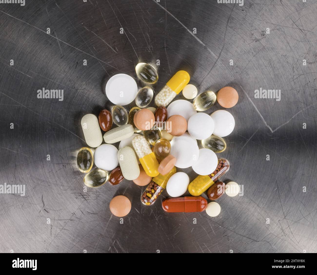 Mixed sorts of drugs as detailed close-up shot (selective focus Stock ...