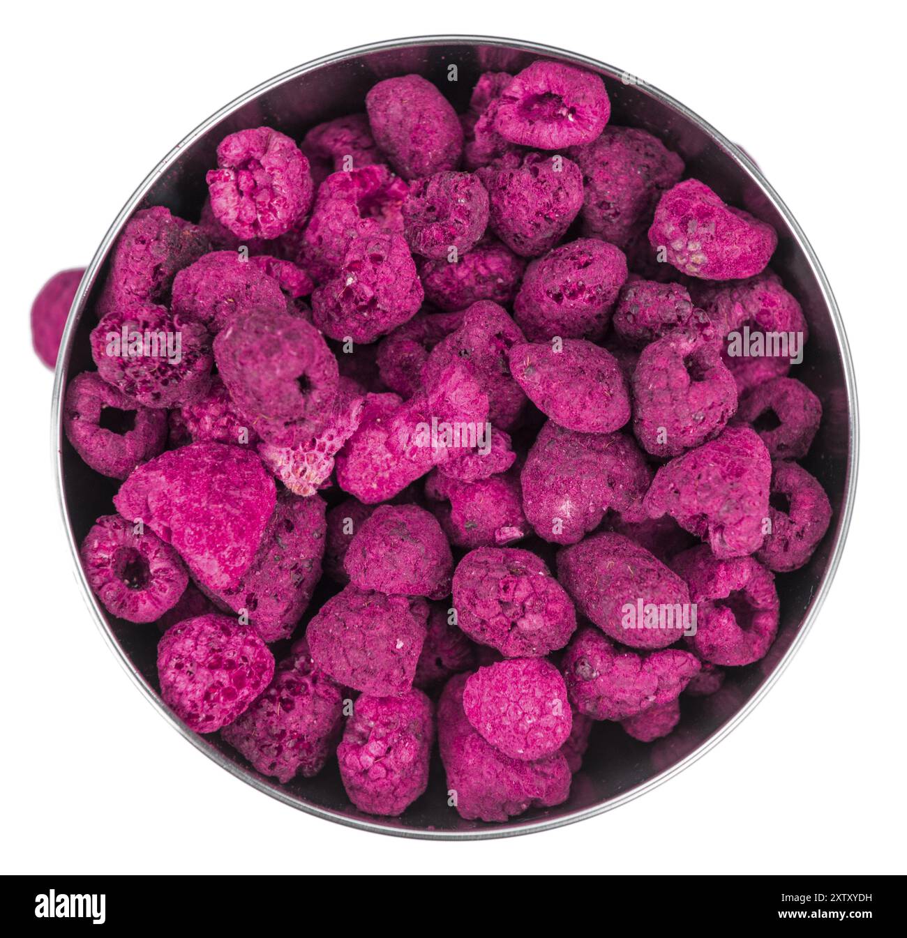 Portion of Dried Raspberries as detailed close-up shot isolated on ...