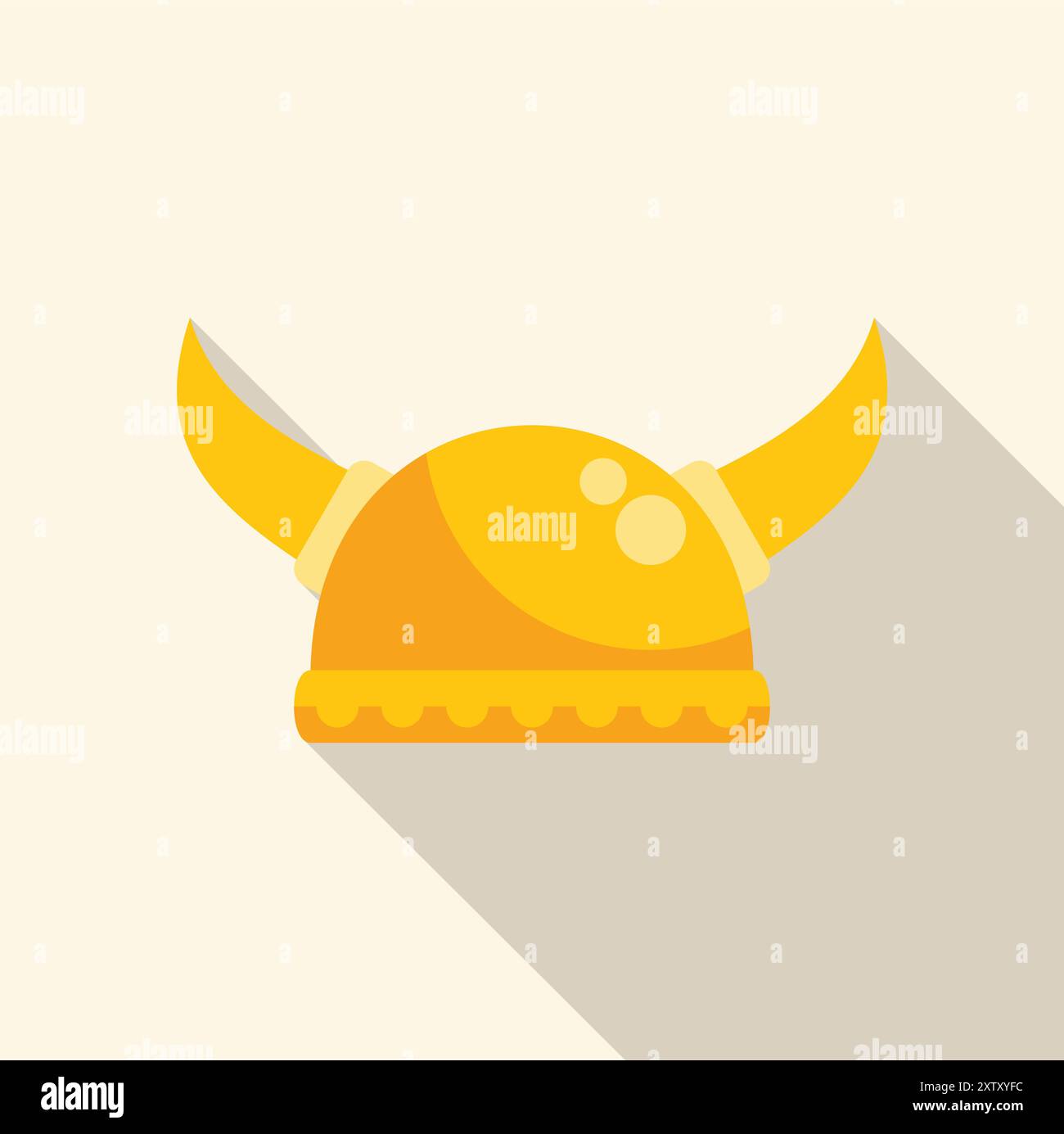 Golden viking helmet with horns pointing upwards, a symbol of strength ...