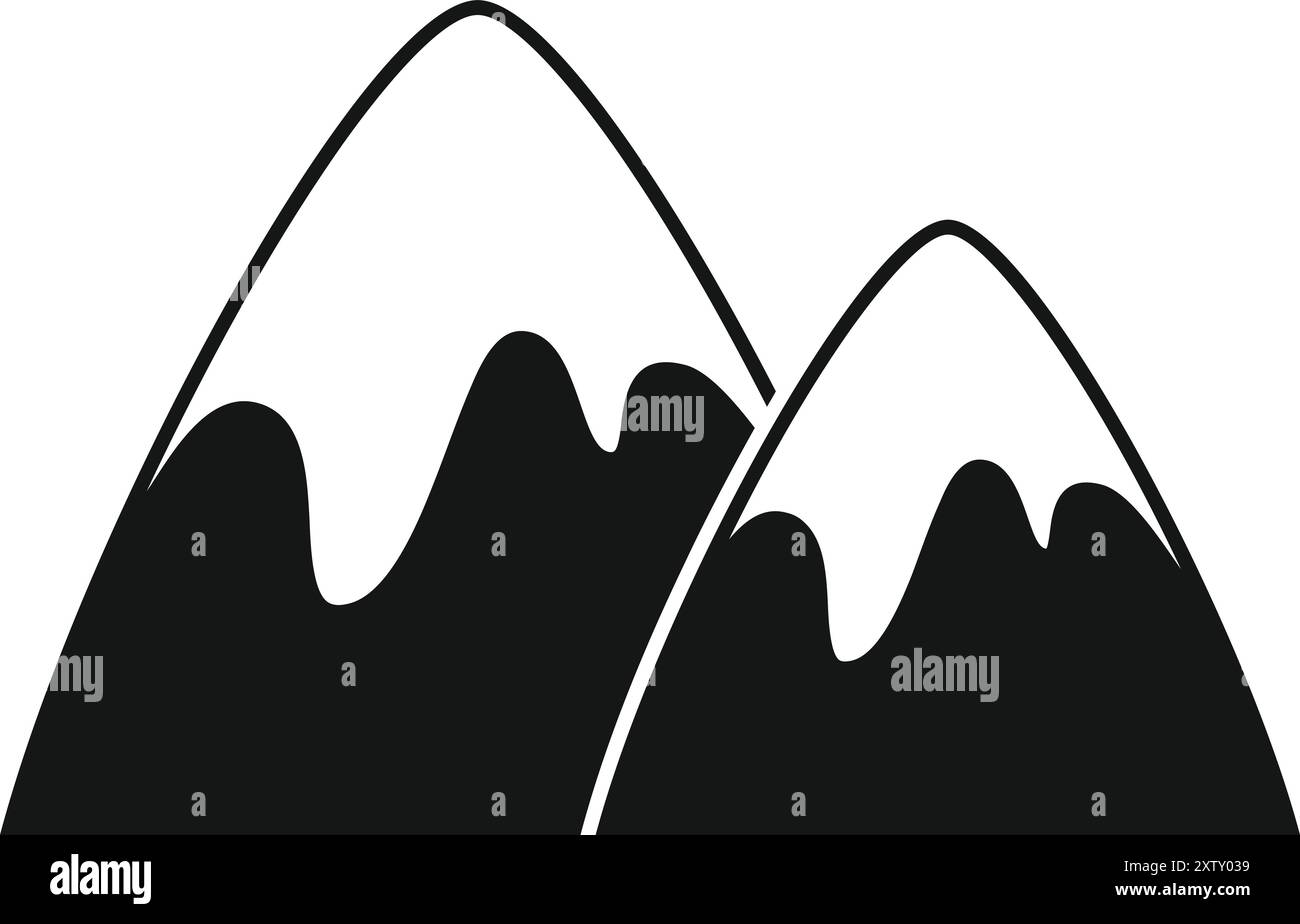 Simple vector illustration of a mountain range with two peaks covered in snow Stock Vector Image ...