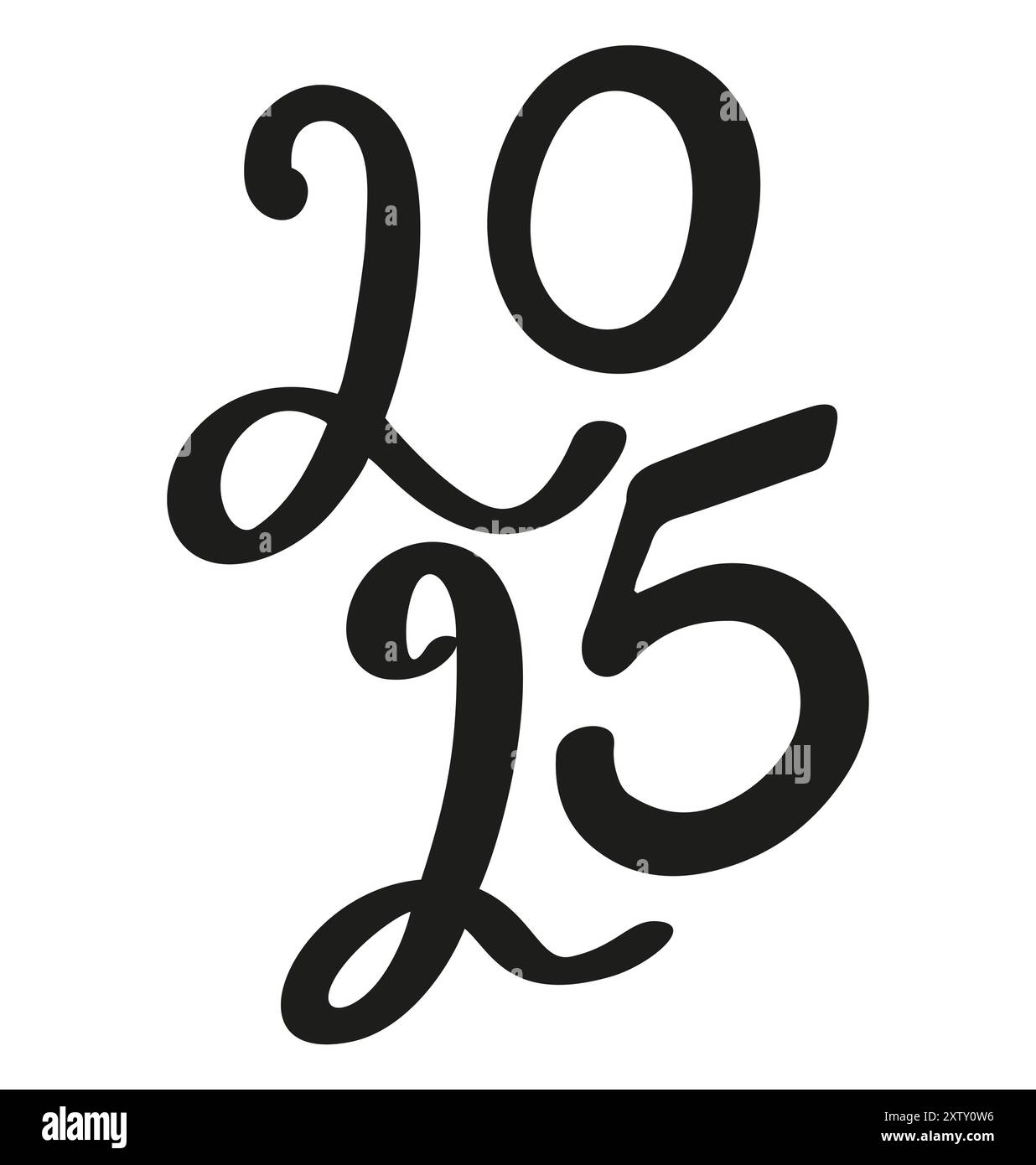 Vector 2025 year black handwriting vertical font. Illustration with ...