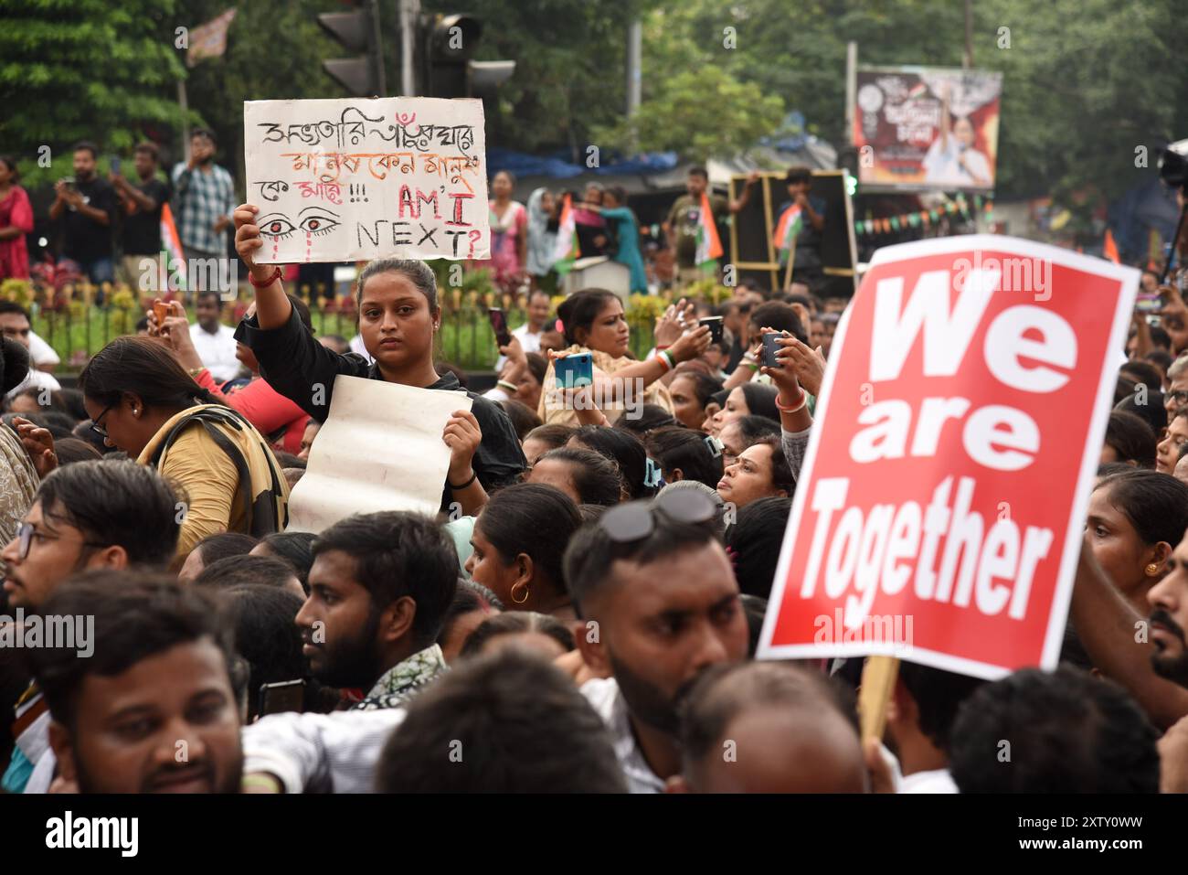 Kolkata, India. 16th Aug, 2024. Protesters taking part during a ...