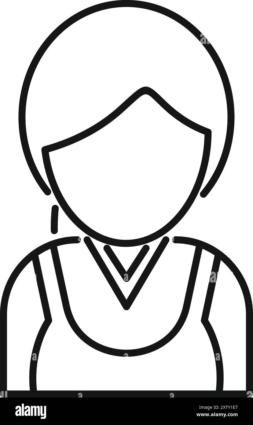 Simple black and white line drawing of a hotel maid wearing a uniform ...