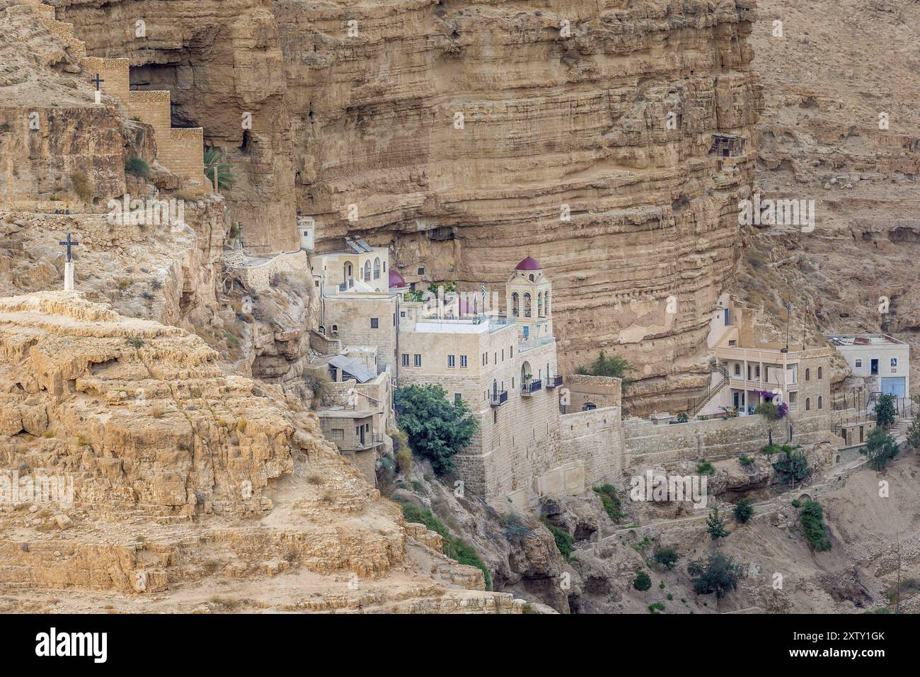 Wadi Qelt (Qelt Valley) in Judean desert around Monastery of St. George ...