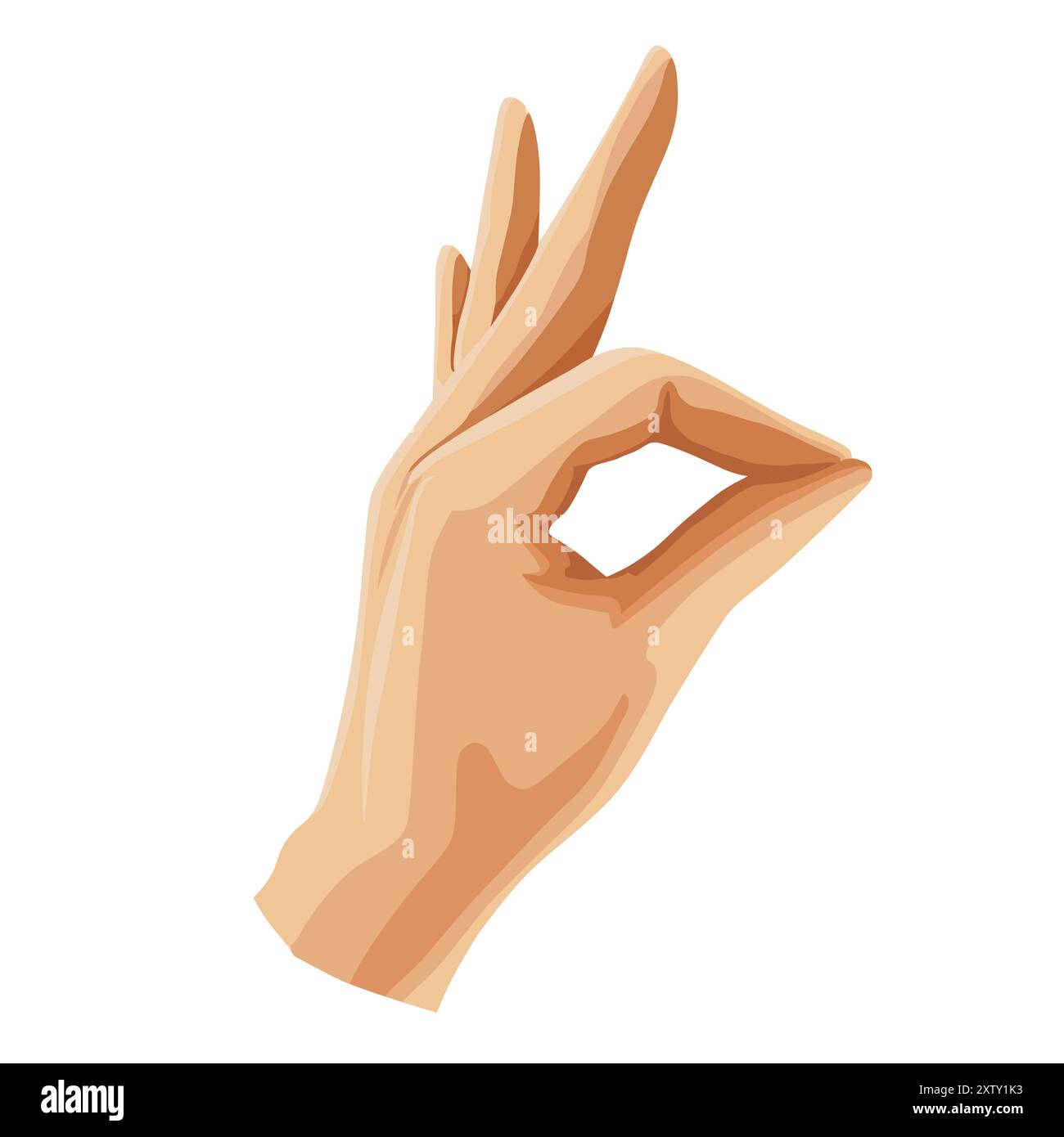 Human hand showing ok sign. Vector illustration depicts emoji gesture in flat style. View of ...