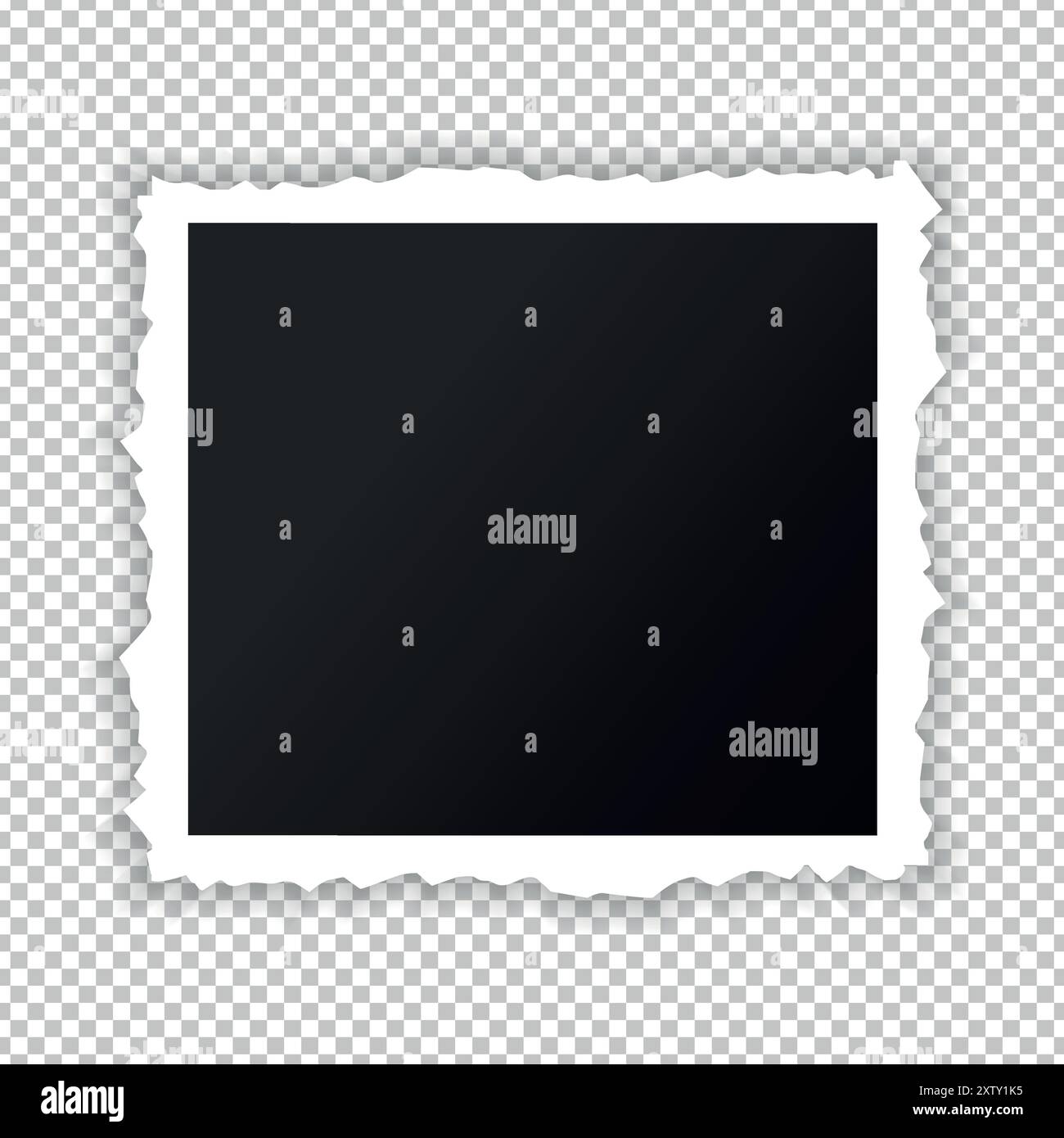 Blank retro photo frame with torn edge isolated on transparent ...