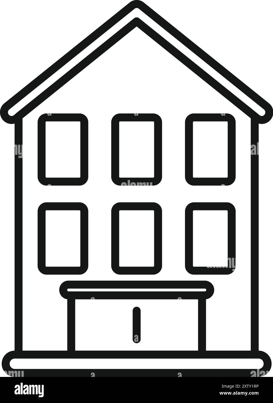 Simple line drawing icon of an apartment building with many windows ...