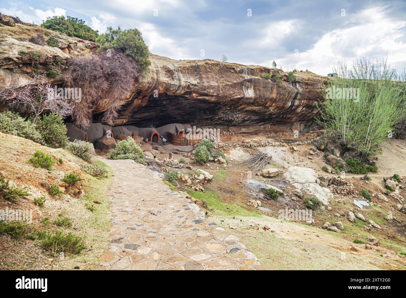 Cave dwellings made out of mud in the district of Berea, Lesotho ...