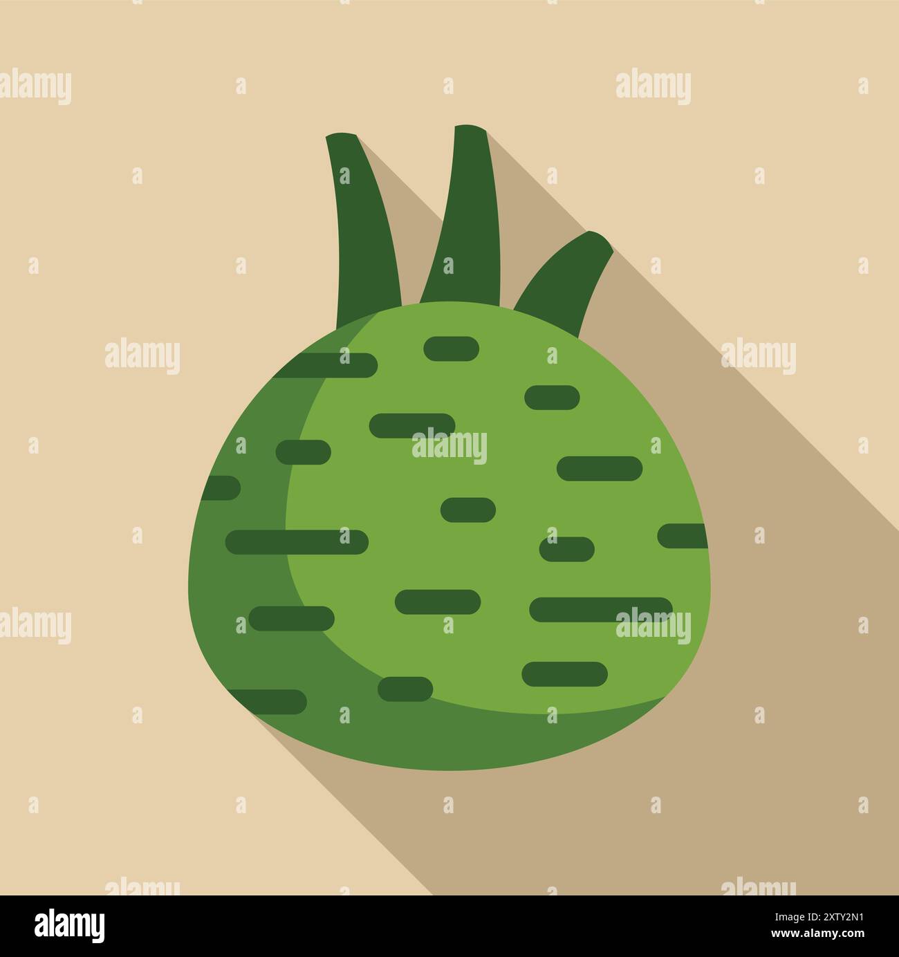 Green round radish vegetable icon showing long shadow over a light ...