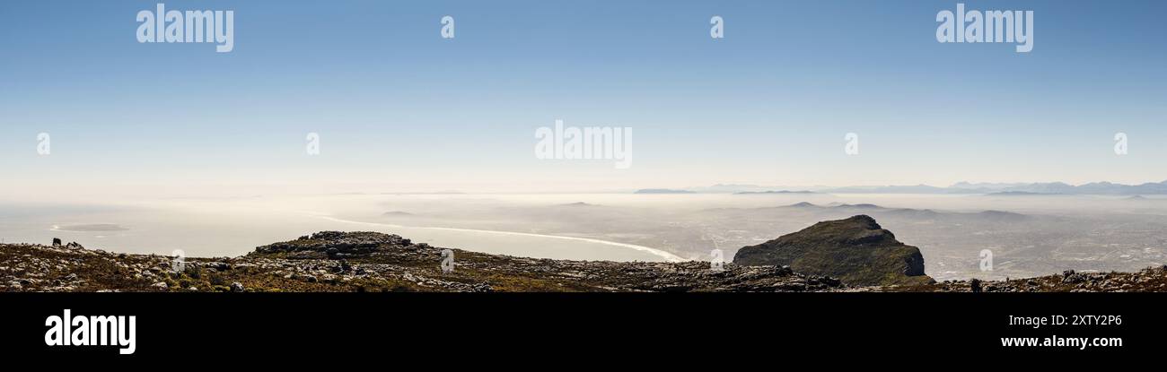 Cape Town view from the Table Mountain during winter season Stock Photo ...