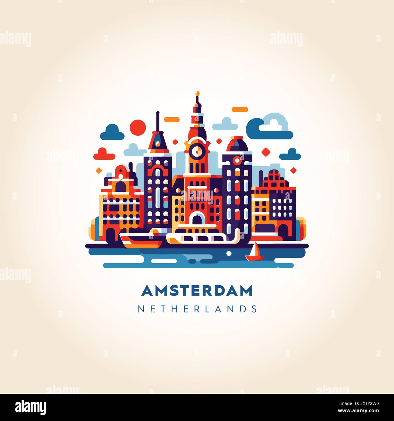 Amsterdam Skyline: Colorful Abstract Vector Illustration Stock Vector ... Amsterdam Skyline: Colorful Abstract Vector Illustration Stock Vector ...